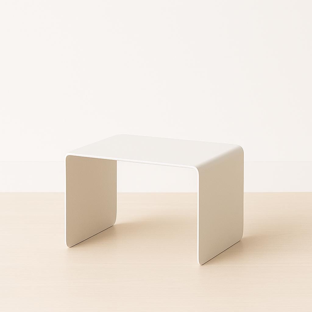 White Square Coffee Table – Minimalist Seamless Metal Table, Modern U ...
