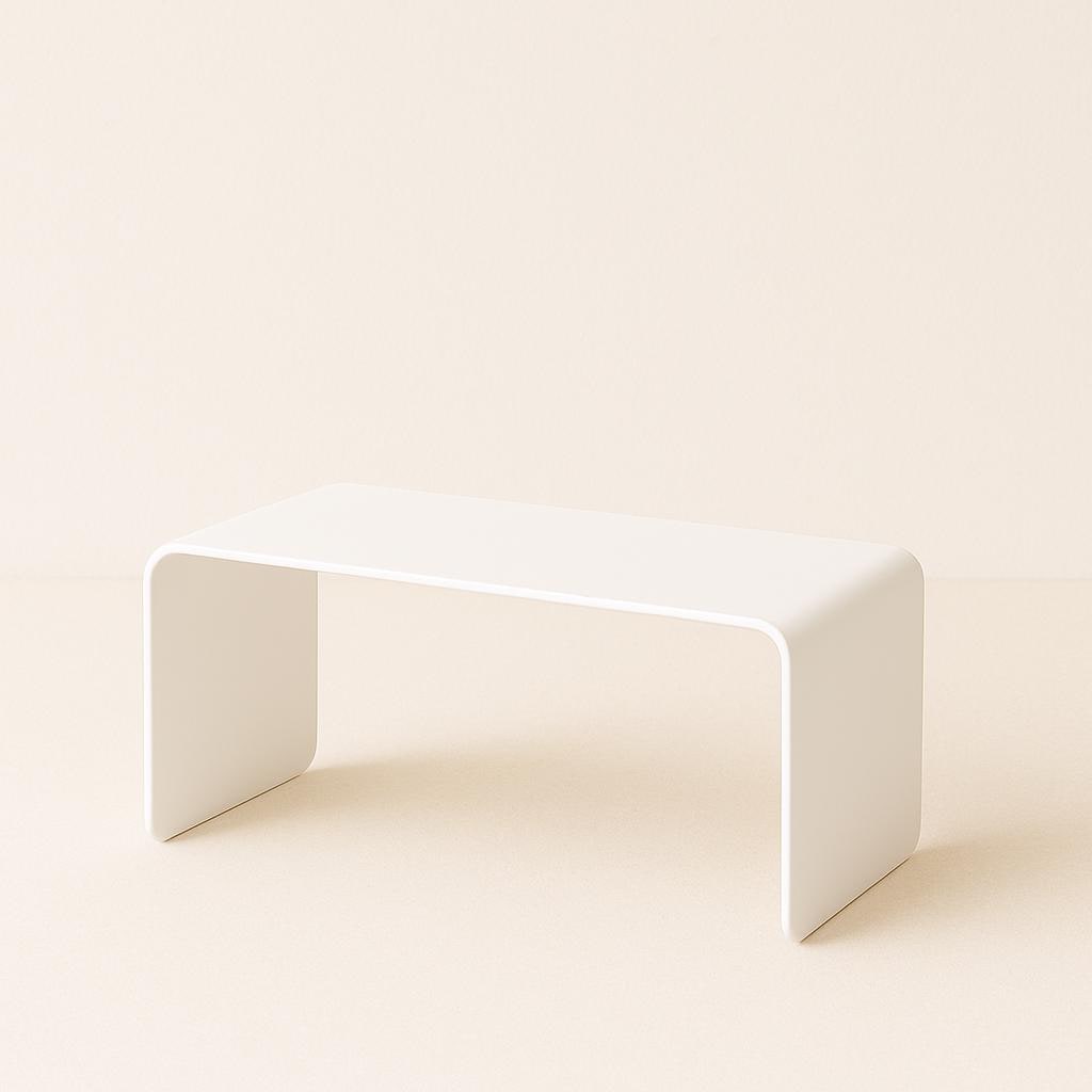 White Square Coffee Table – Minimalist Seamless Metal Table, Modern U ...