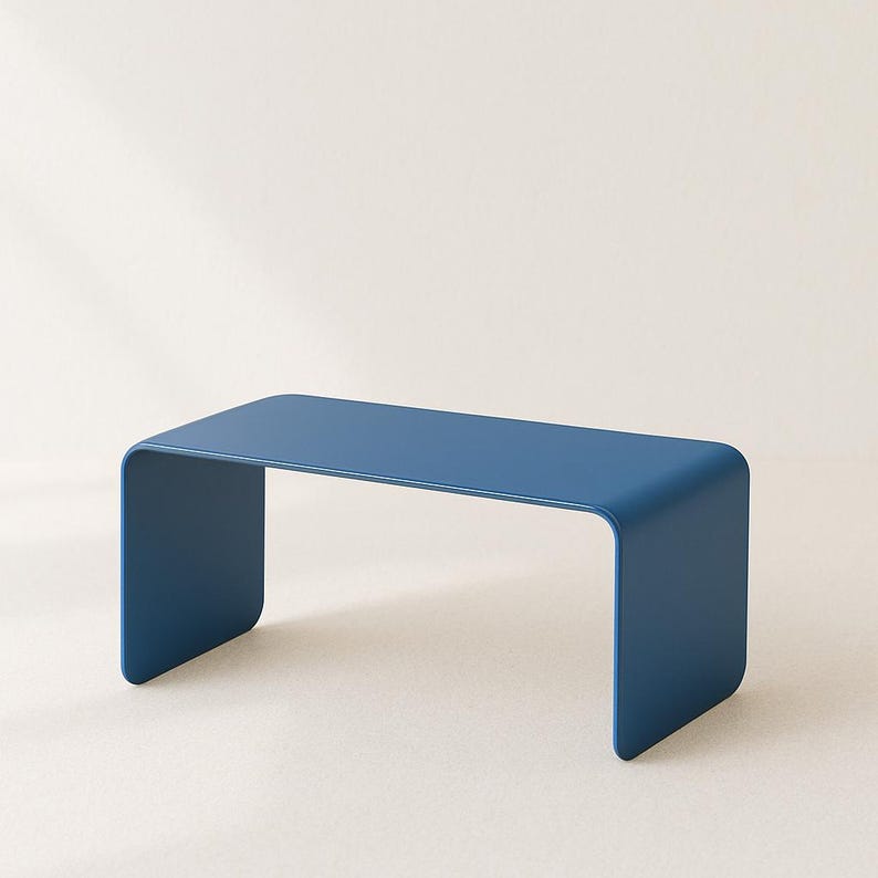 White Square Coffee Table – Minimalist Seamless Metal Table, Modern U ...