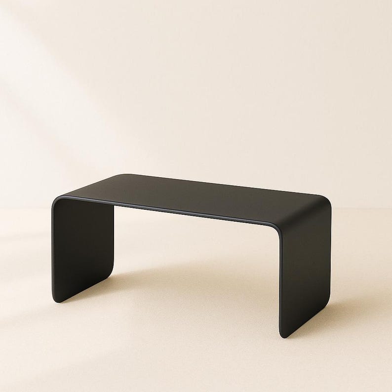 White Square Coffee Table – Minimalist Seamless Metal Table, Modern U ...