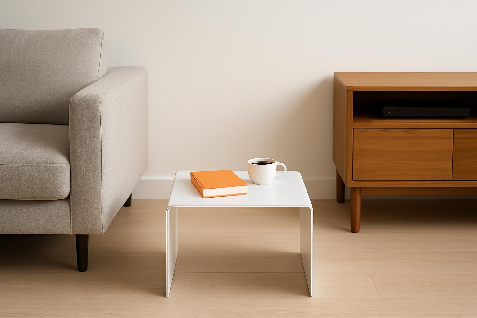 White Square Coffee Table – Minimalist Seamless Metal Table, Modern U ...