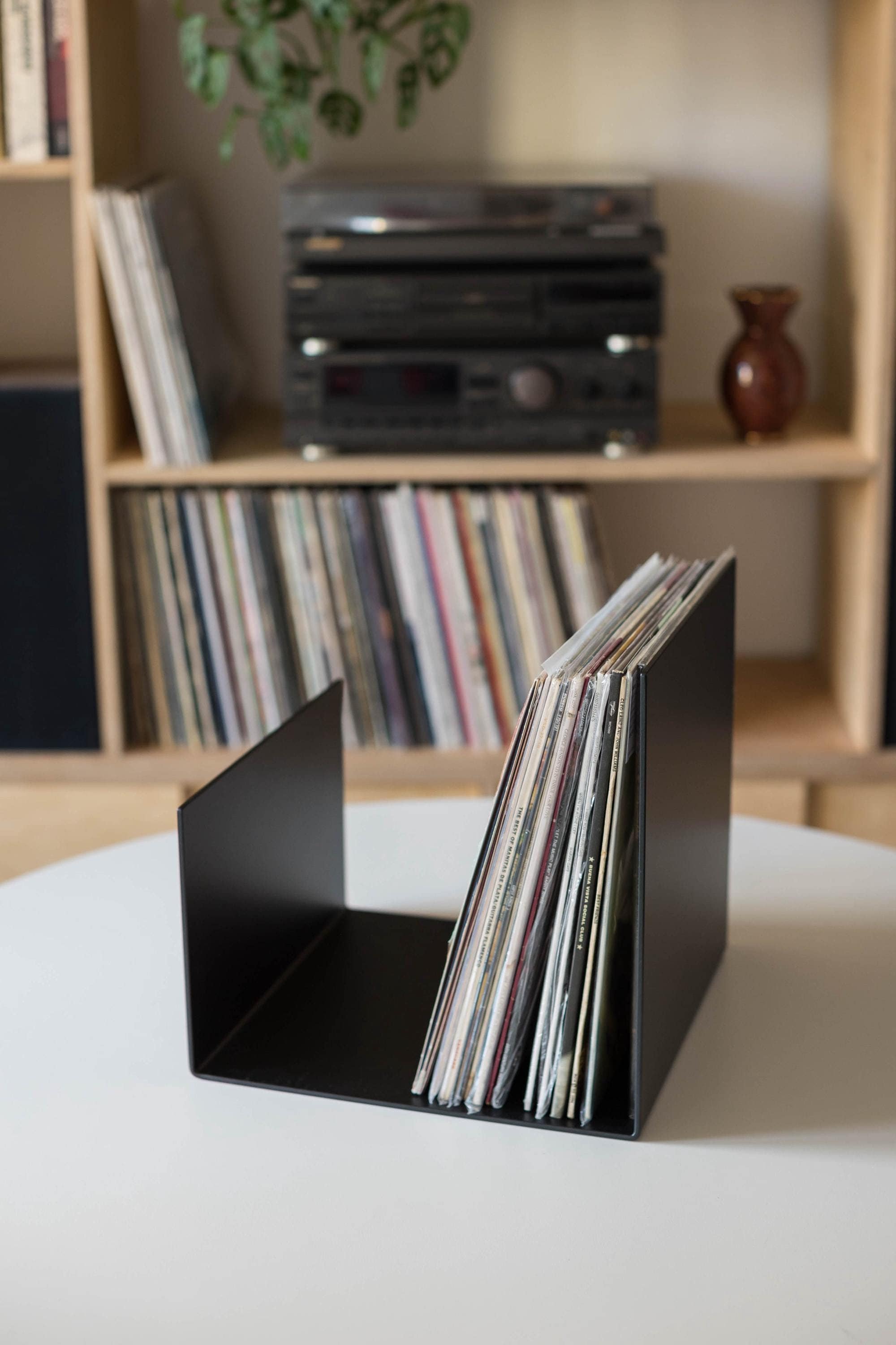 Minimalist Black Metal Vinyl Record Rack | Modern LP Stand | Vinyl ...