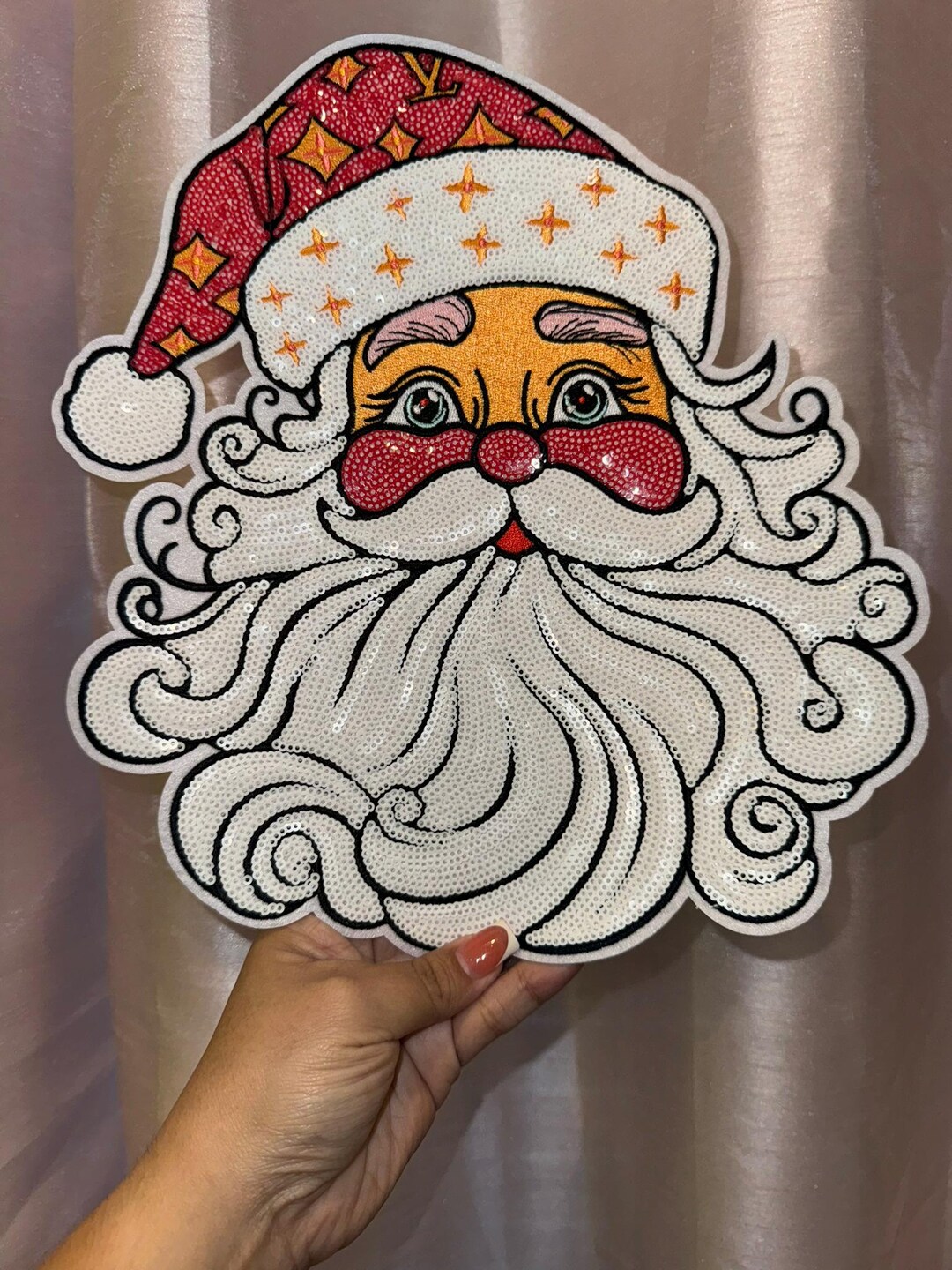Boujee Santa Heat Press/iron on Embroidered Sequin Patch 11inx10in. - Etsy