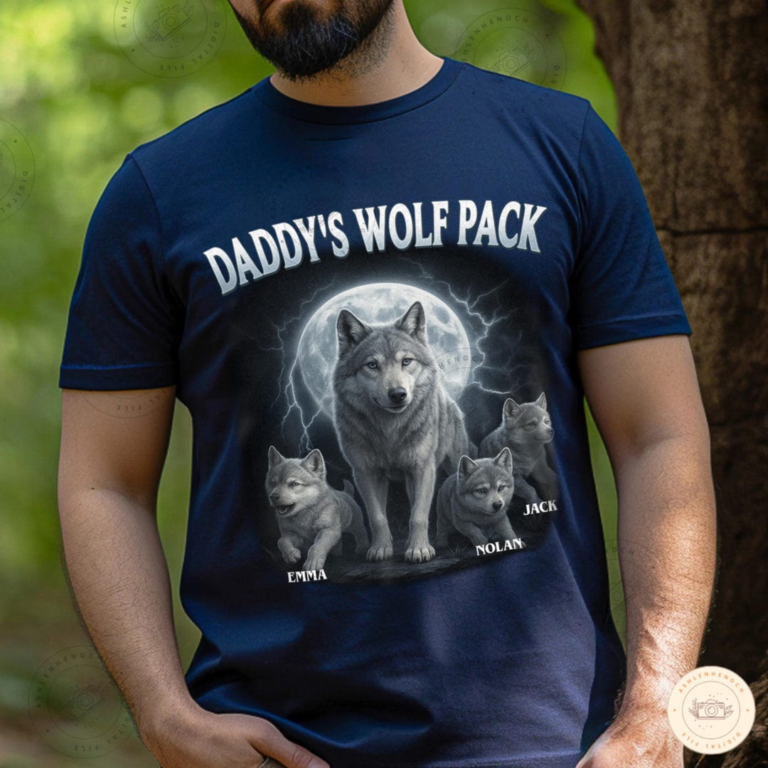 Custom Papa's Wolf Pack PNG, Personalized Wolf Pack Tee, Custom Grandpa ...