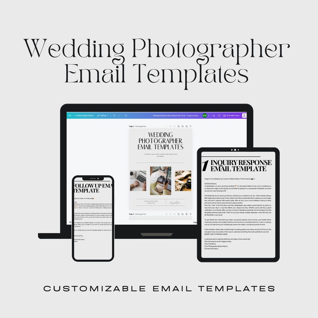 Wedding Photographer Email Templates, Photography Workflow, Pre-written ...