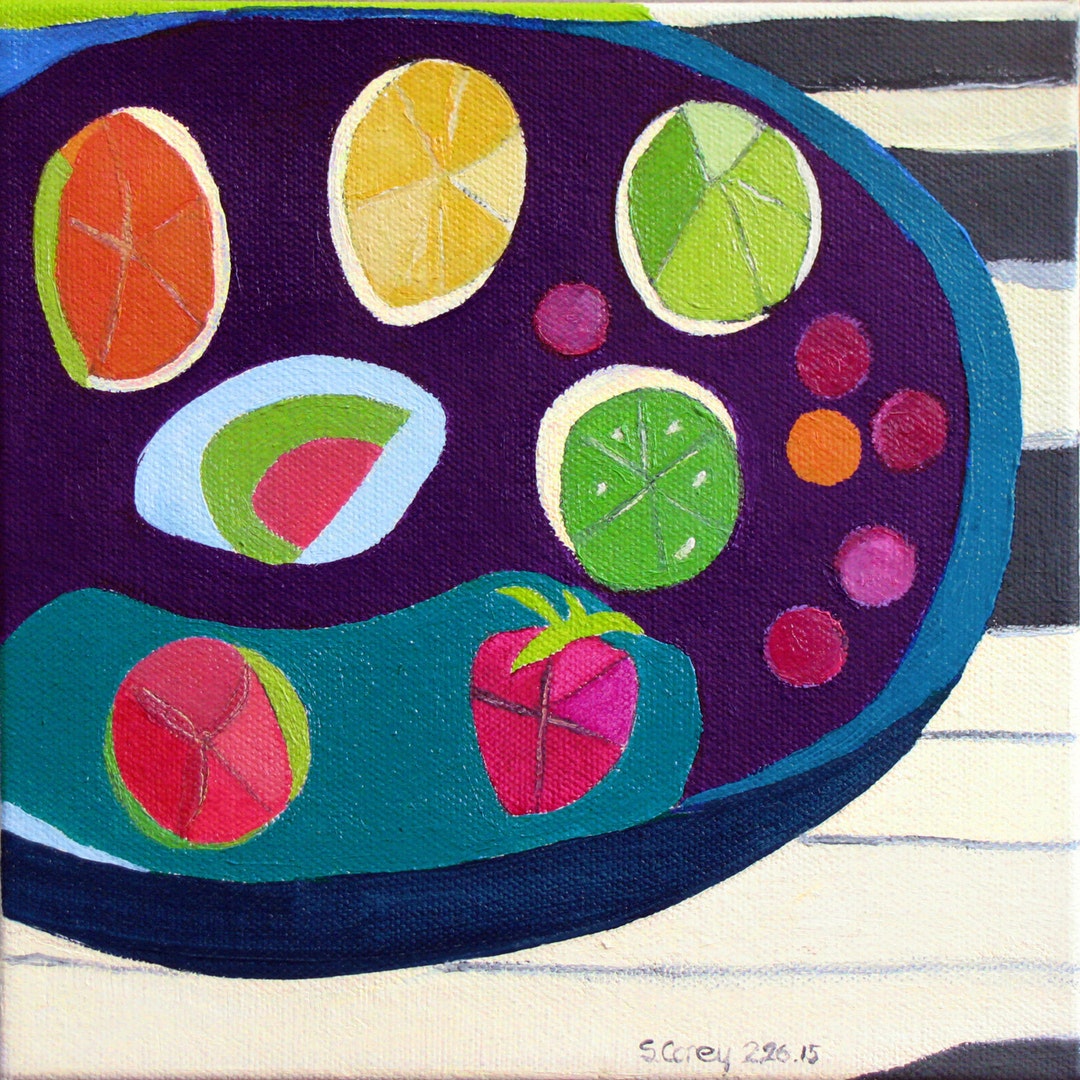 Original Oil Painting Still Life Abstract Fruit, FREE SHIPPING, by ...