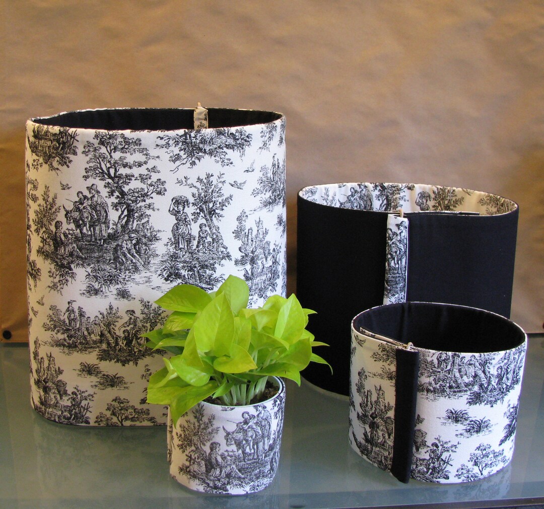 Reversible 4 Pack Plant Pot Covers Designer Fabric Collection Toile ...