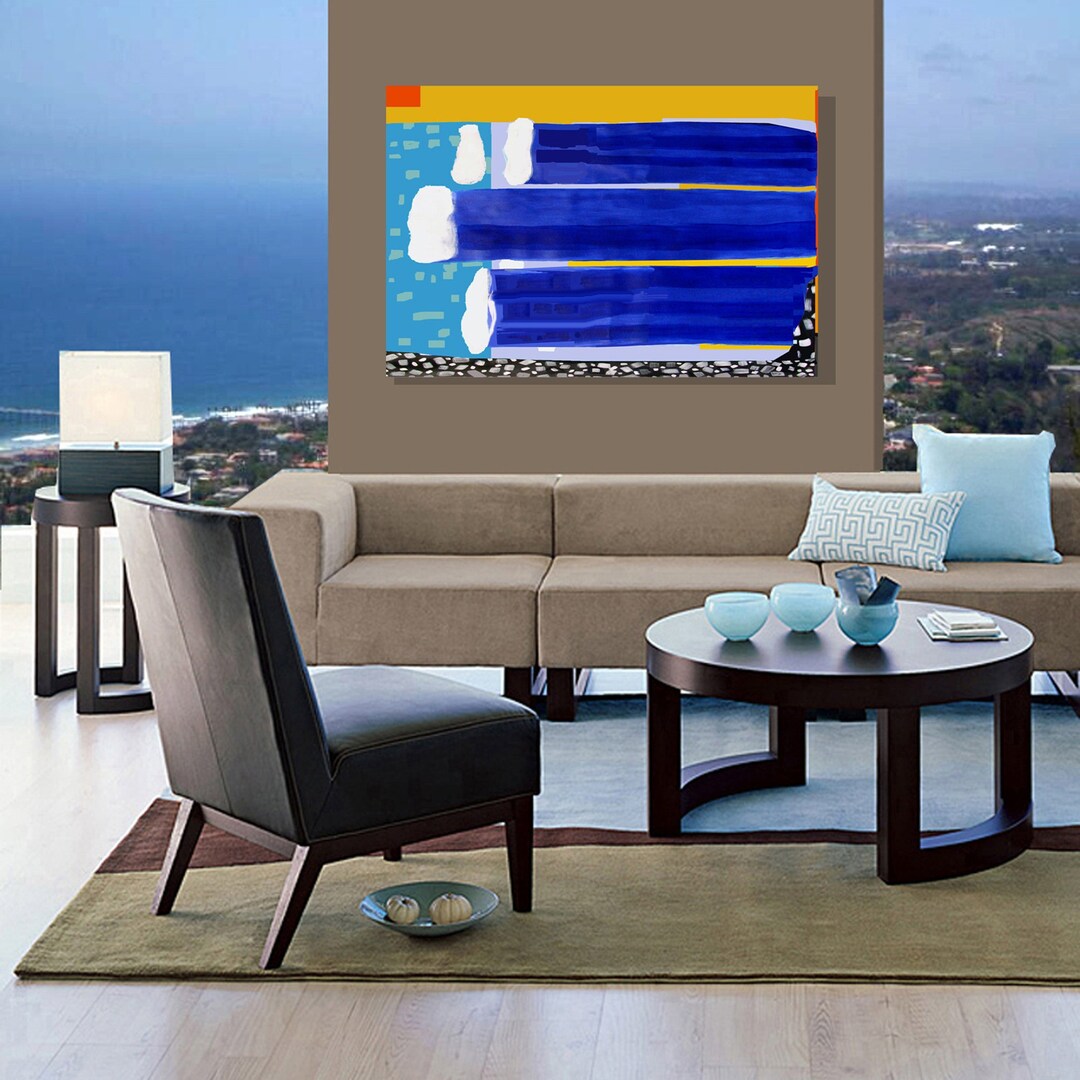 Large Contemporary Seascape Mod Original Painting, Beach 17 by Sandra ...