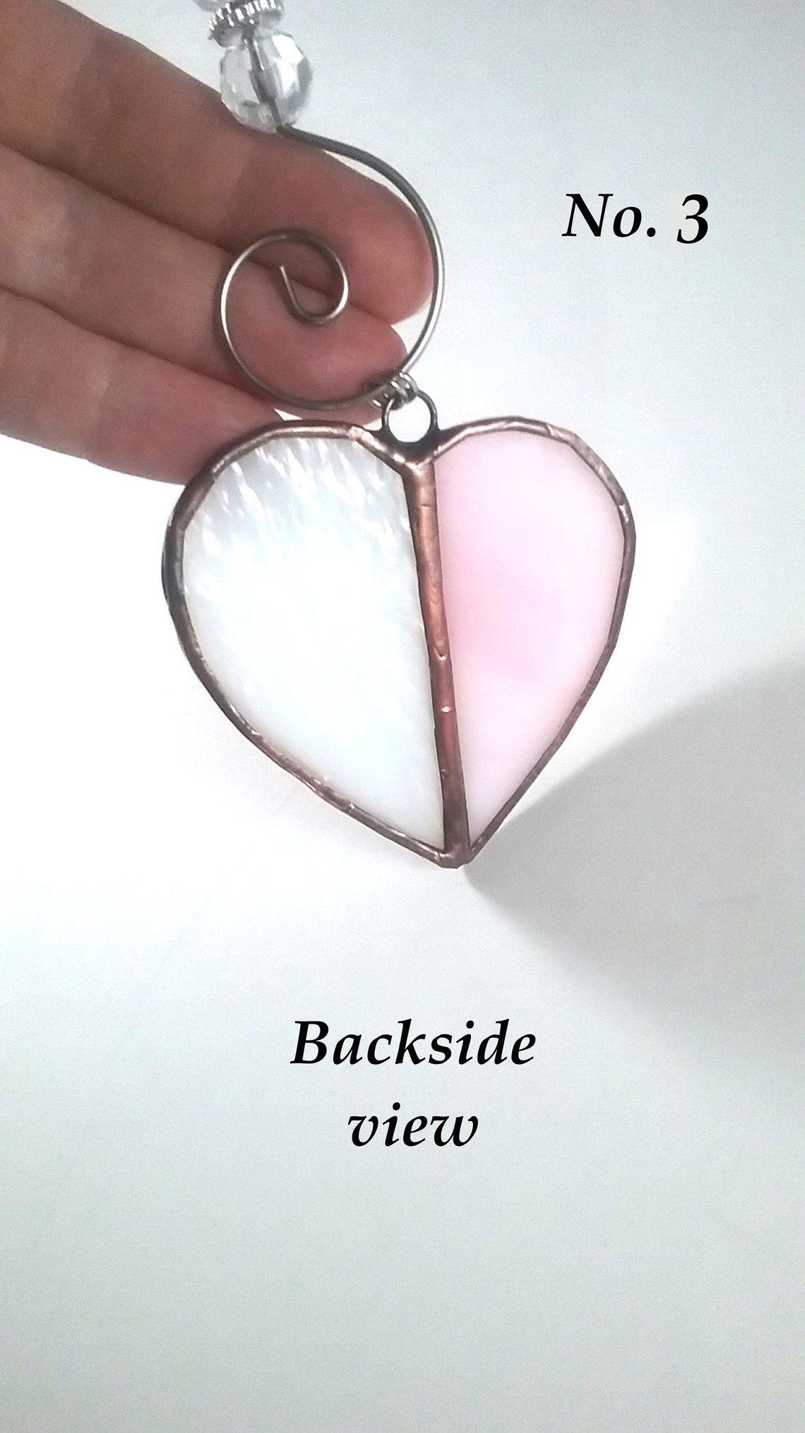 Artsy Heart in Pink and White Stained Glass With Spiral Wire - Etsy