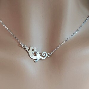 Cute Lizard Necklace, Sterling Silver, Gecko Reptilian Jewelry, Reptile ...