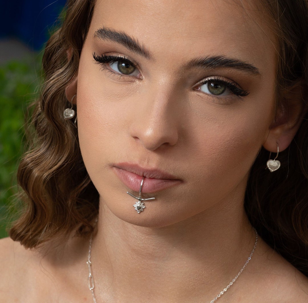 Lip Cuff, Fake Lip Ring, Faux Piercing, Sterling Silver , Statement ...