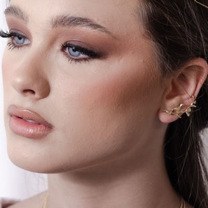 Leaves and Cute Bird Ear Cuff , Ear Climber, Branch and Cute Bird ...