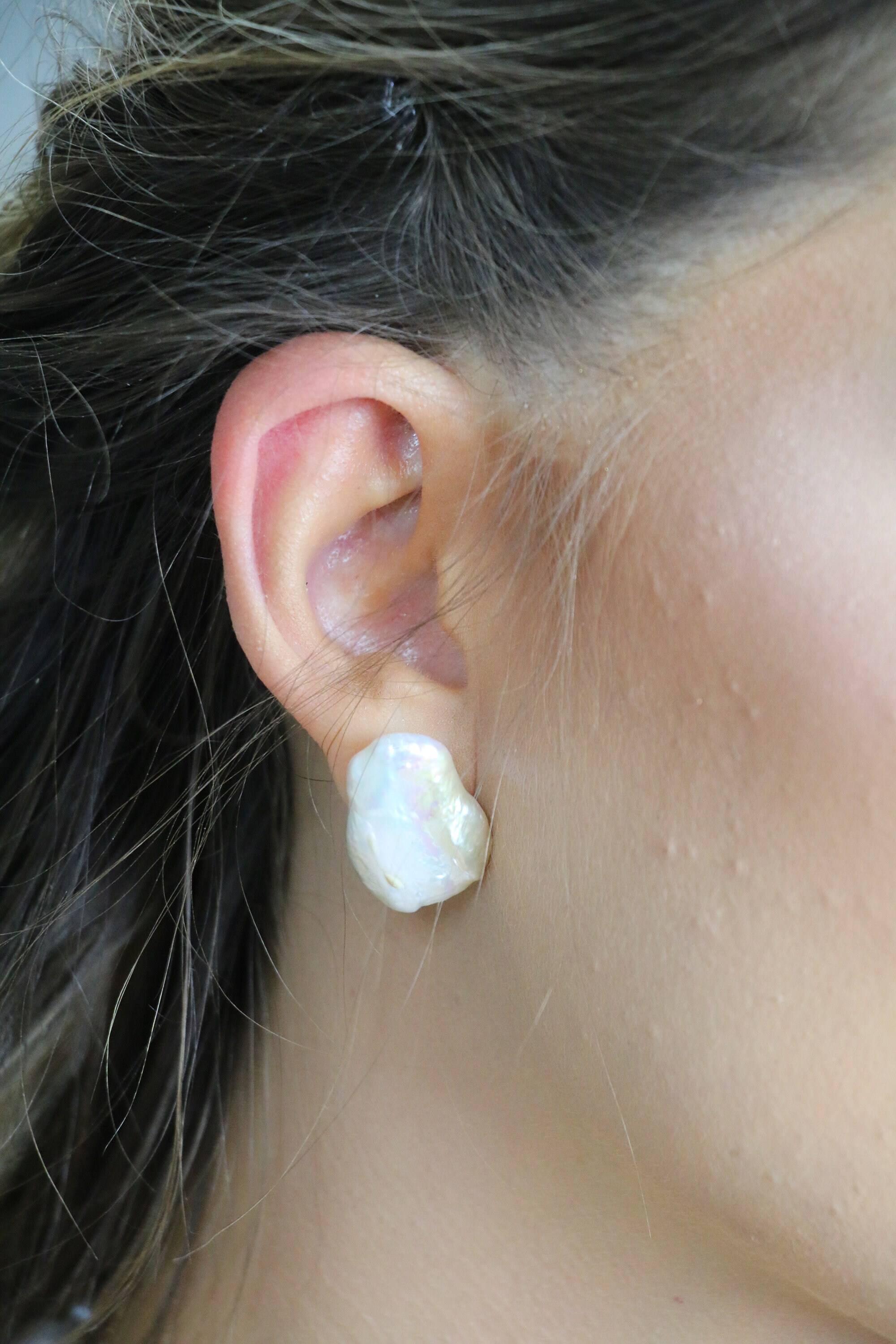 Genuine Baroque pearl earrings. Big pearl earrings. Statement | Etsy