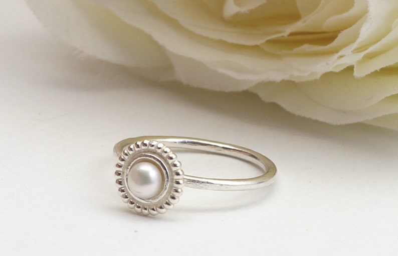 Sterling Silver 925 Pearl Ring small Ring Promise - Etsy