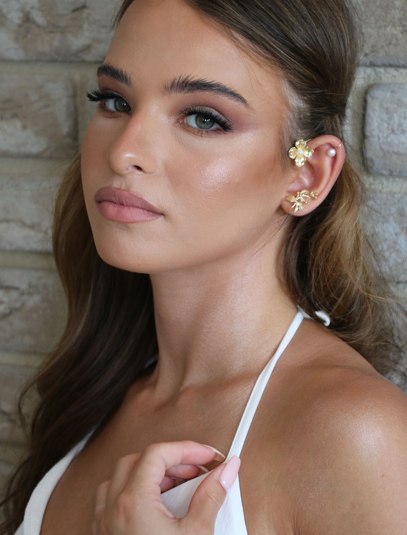 Flowers Ear Cuff Ear Jewelry Ear Climber Ear Wrap Ear | Etsy