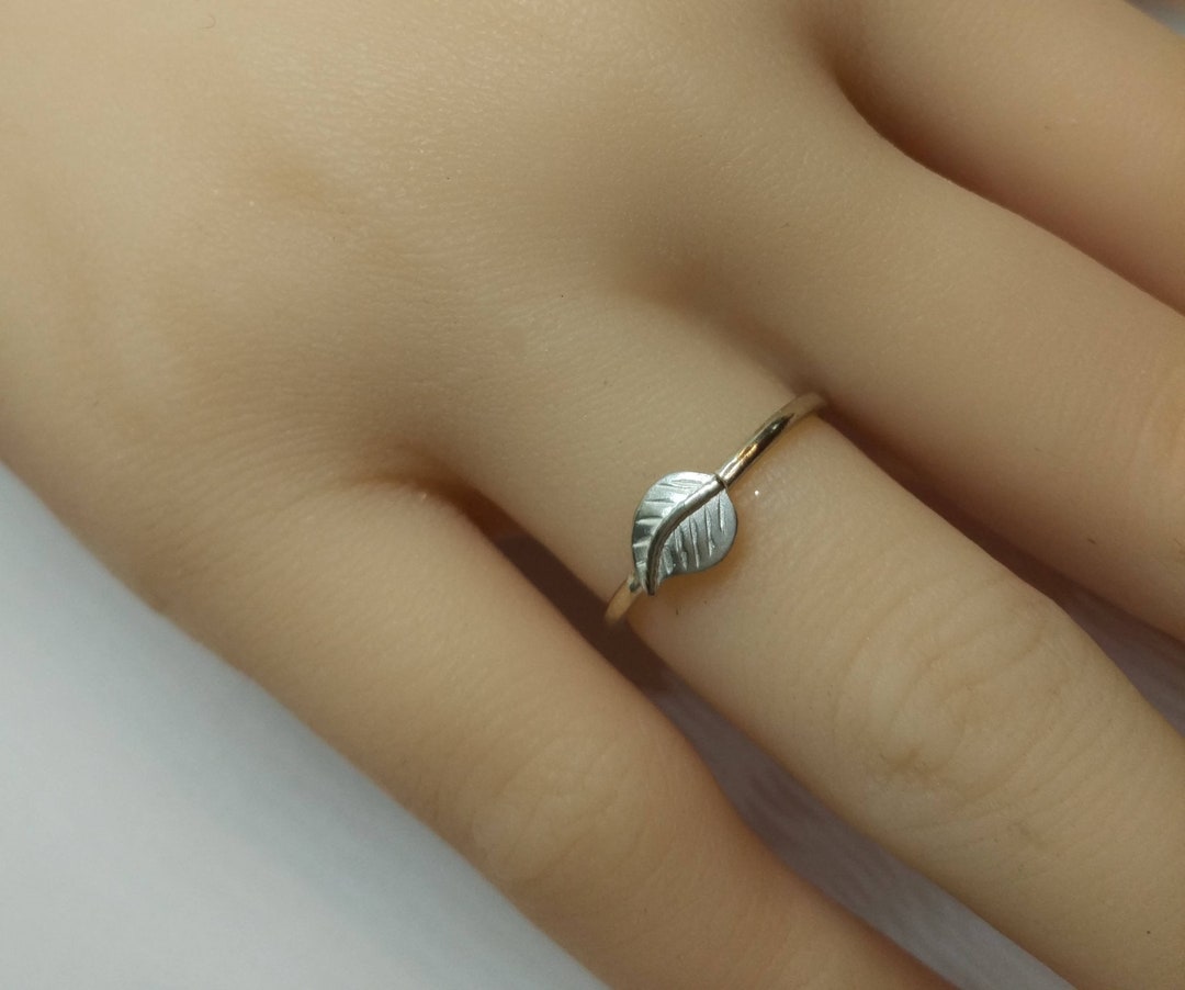 925 Sterling Silver Ring, Leaf Ring, Dainty Leaf Ring, Minimalist Leaf ...