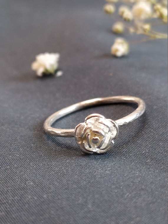 Delicate Rose Ring 925 Sterling Rose Ring Dainty Rose Ring | Etsy