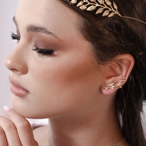Leaves and Cute Bird Ear Cuff , Ear Climber, Branch and Cute Bird ...