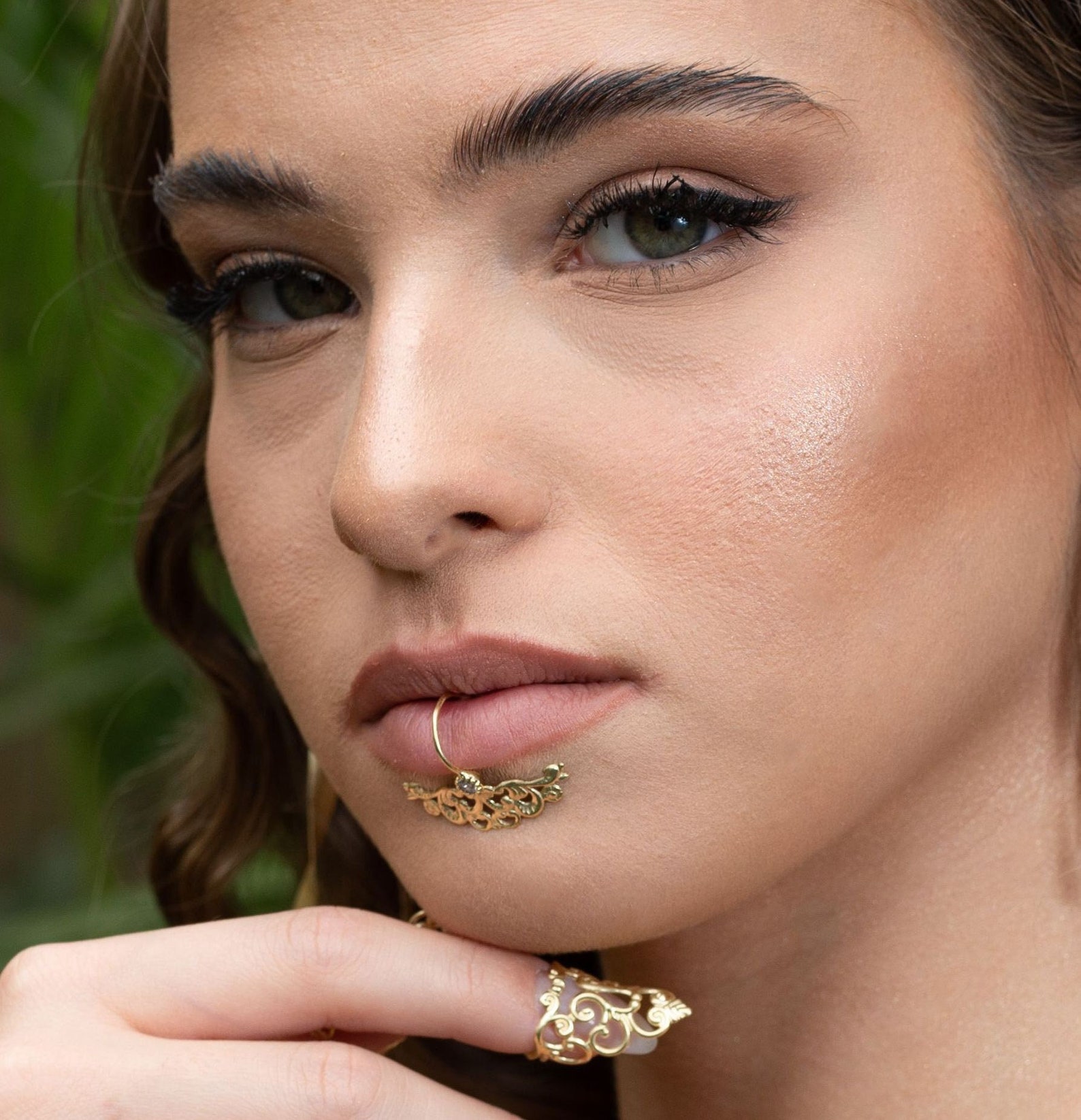 Diamond Lip Cuff Fake Lip Ring Faux Piercing Summer | Etsy