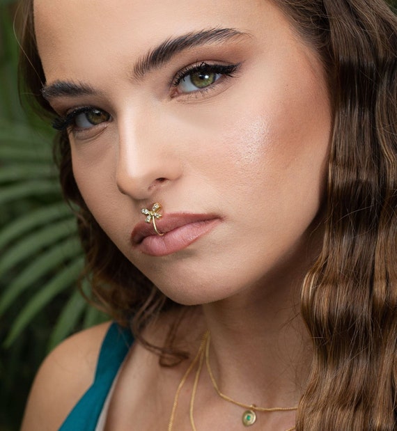 Knot Lip Cuff Fake Lip Ring Faux Piercing Sterling Silver | Etsy