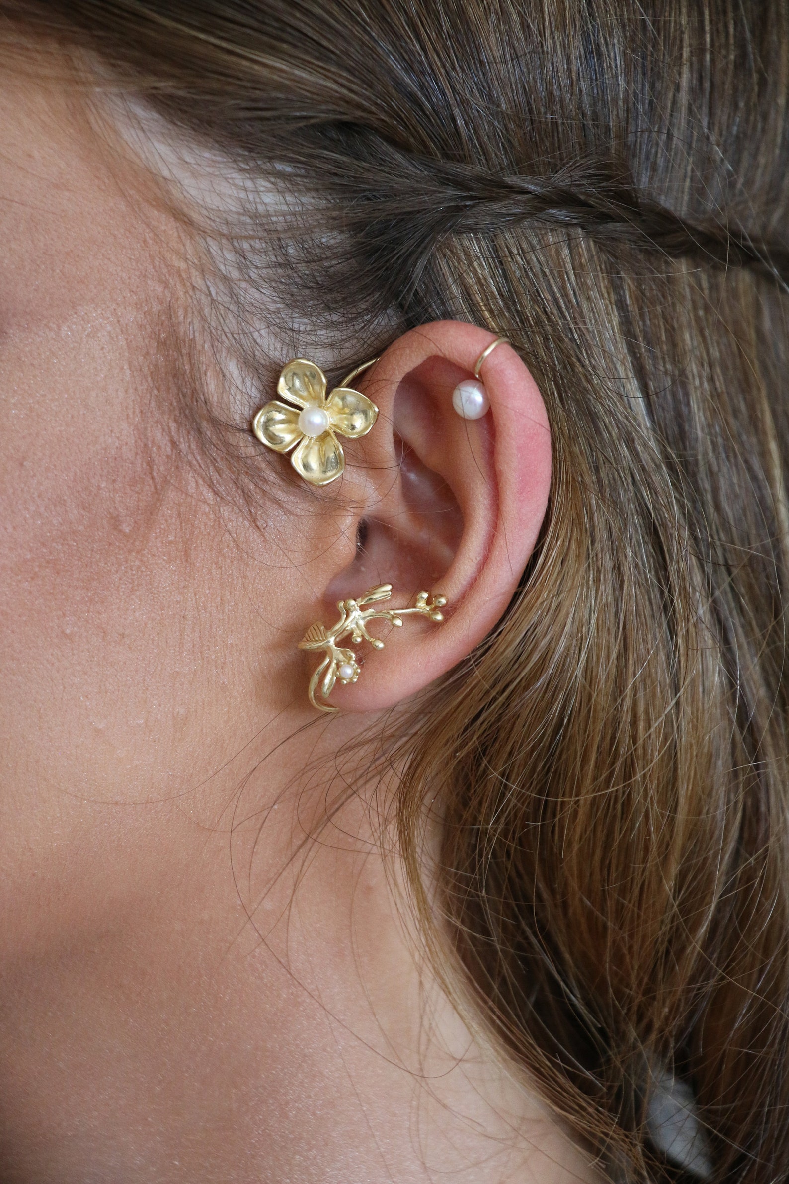 Flowers Ear Cuff Ear Jewelry Ear Climber Ear Wrap Ear | Etsy