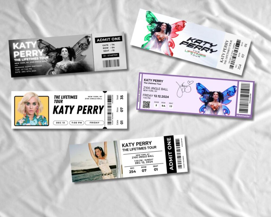KATY PERRY the Lifetimes Tour Concert Editable Personalized Tickets | World Tour 2024 - 2025 ...