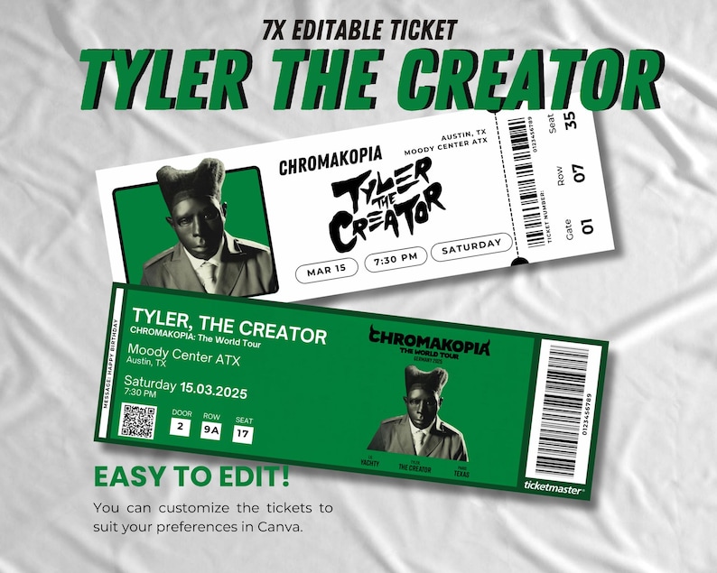 Tyler the Creator Chromakopia Tour 2025 Concert Template Tickets | 7 ...