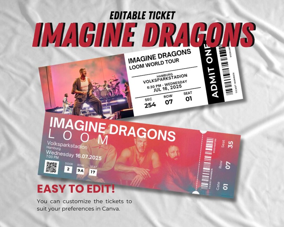 IMAGINE DRAGONS LOOM World Tour 2025 Digital Editable Concert Tickets ...