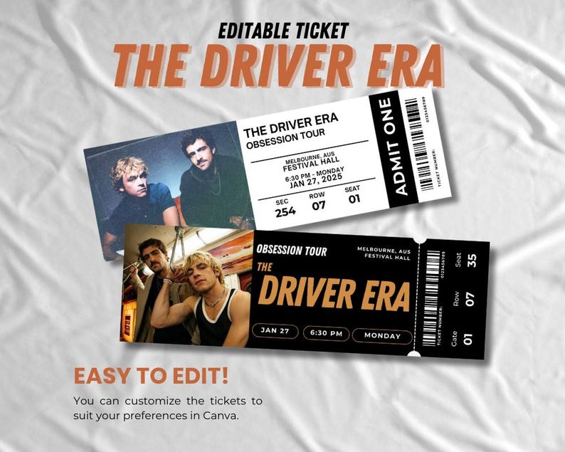 The Driver Era Obsession Tour-concertticket - Editable in Canva - 5 ...