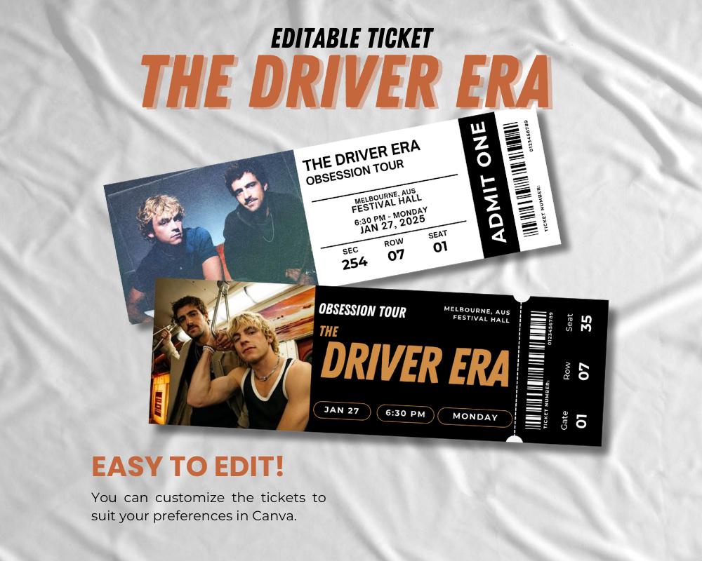 The Driver Era Obsession Tour-concertticket - Editable in Canva - 5 ...