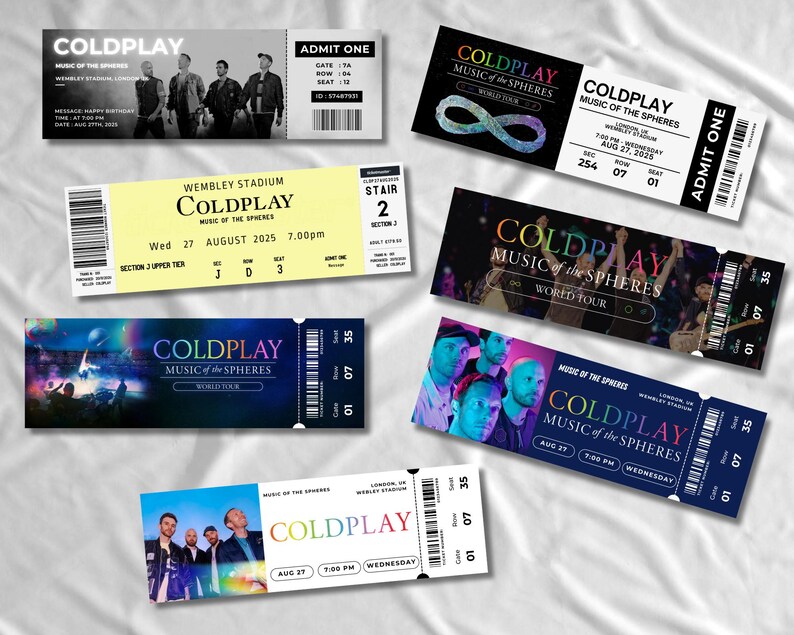 Coldplay Music of the Spheres World Tour 2024-2025 Editable Ticket ...