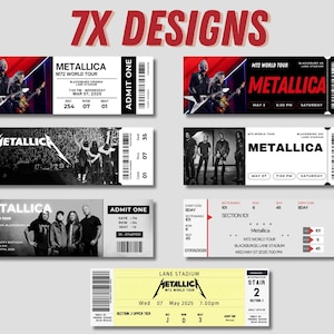 Metallica M72 WORLD TOUR Editable Concert Ticket Templates ...