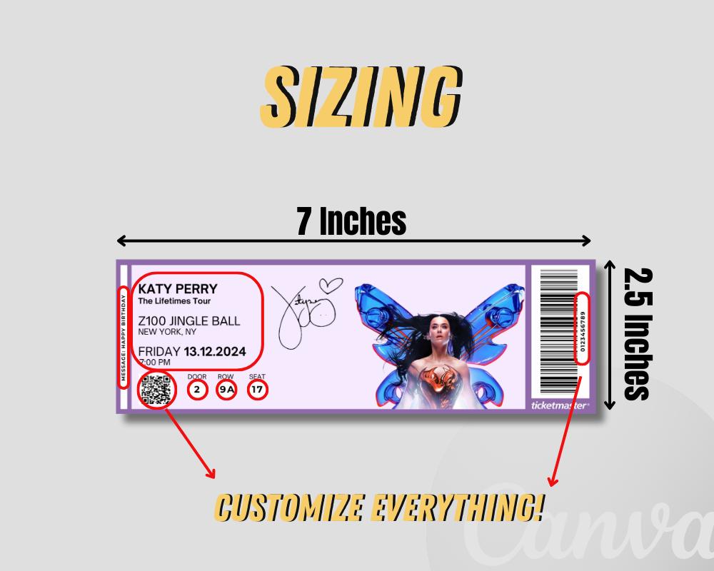 KATY PERRY the Lifetimes Tour Concert Editable Personalized Tickets | World Tour 2024 - 2025 ...
