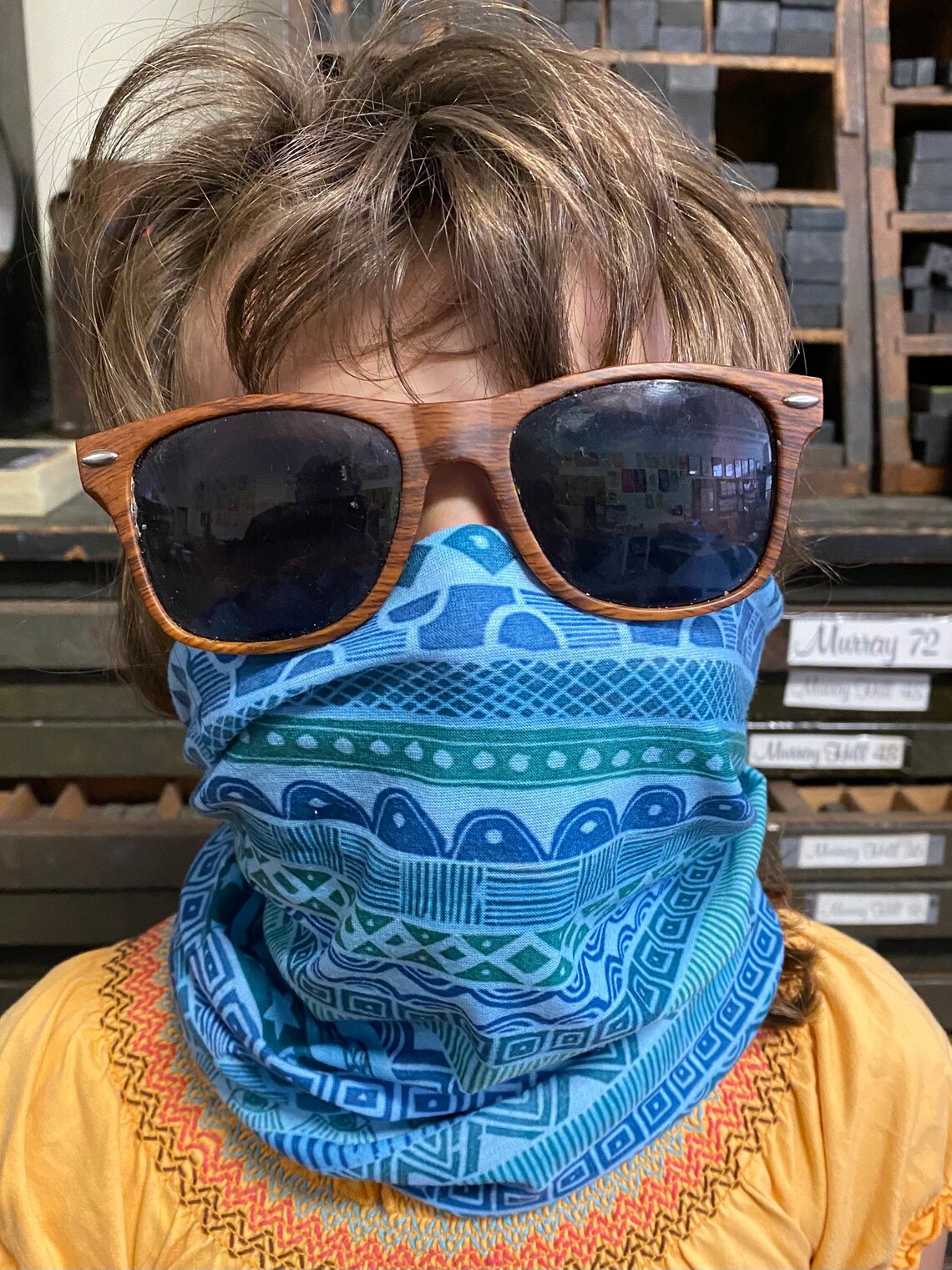 Woodcut Pattern Neck Gaiter - Etsy