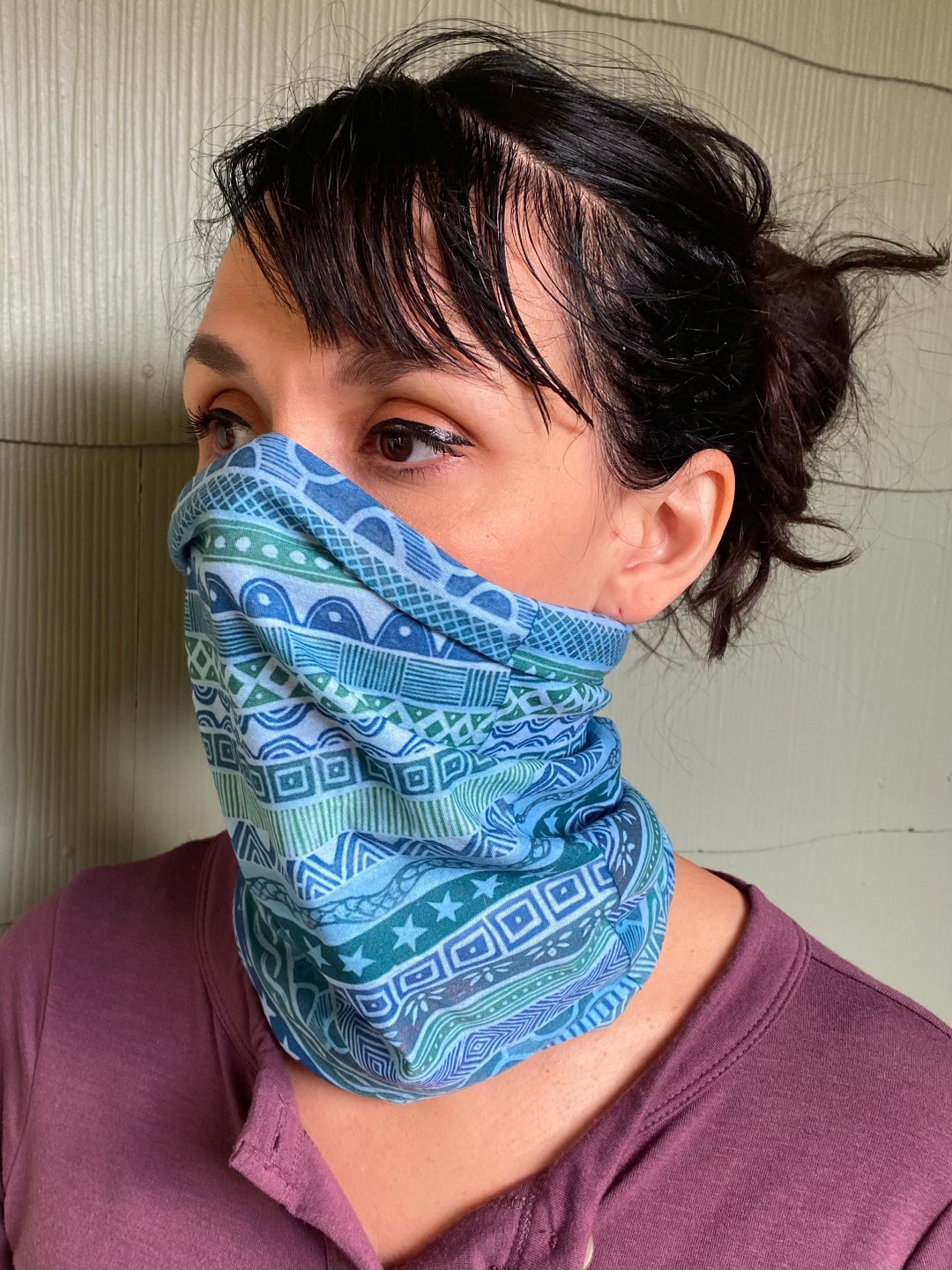 Woodcut Pattern Neck Gaiter - Etsy