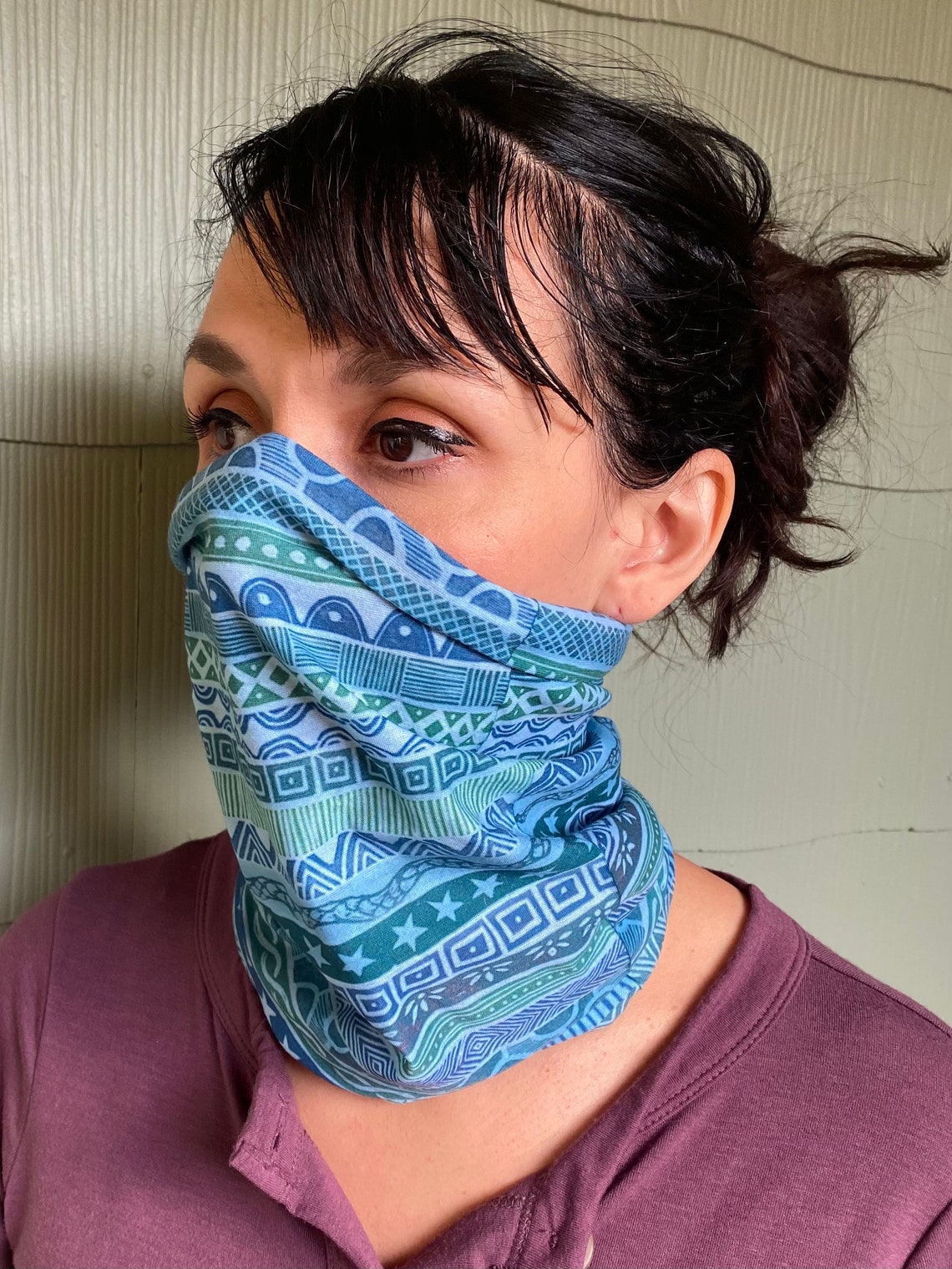 Woodcut Pattern Neck Gaiter - Etsy