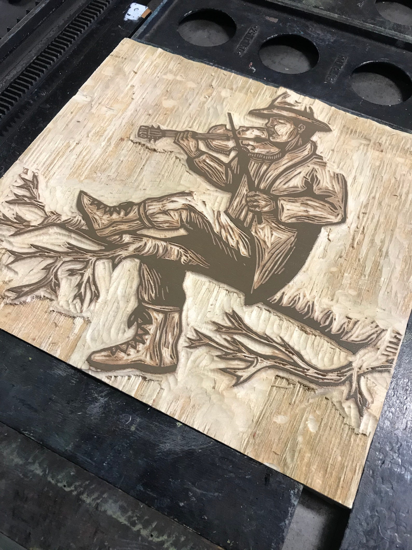 Bagley the Fiddler Woodcut - Etsy