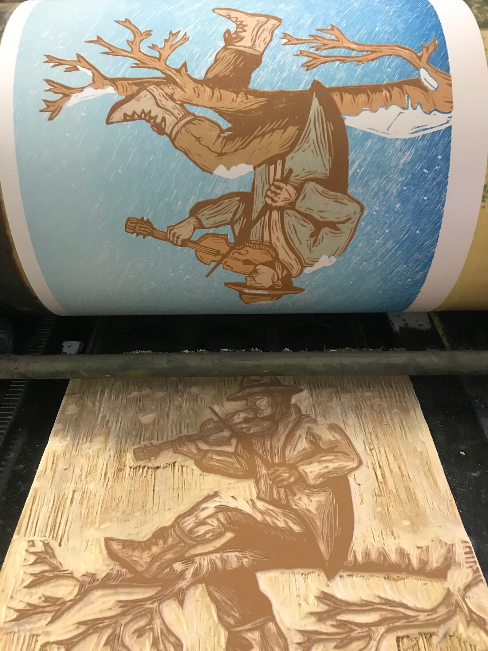 Bagley the Fiddler Woodcut | Etsy