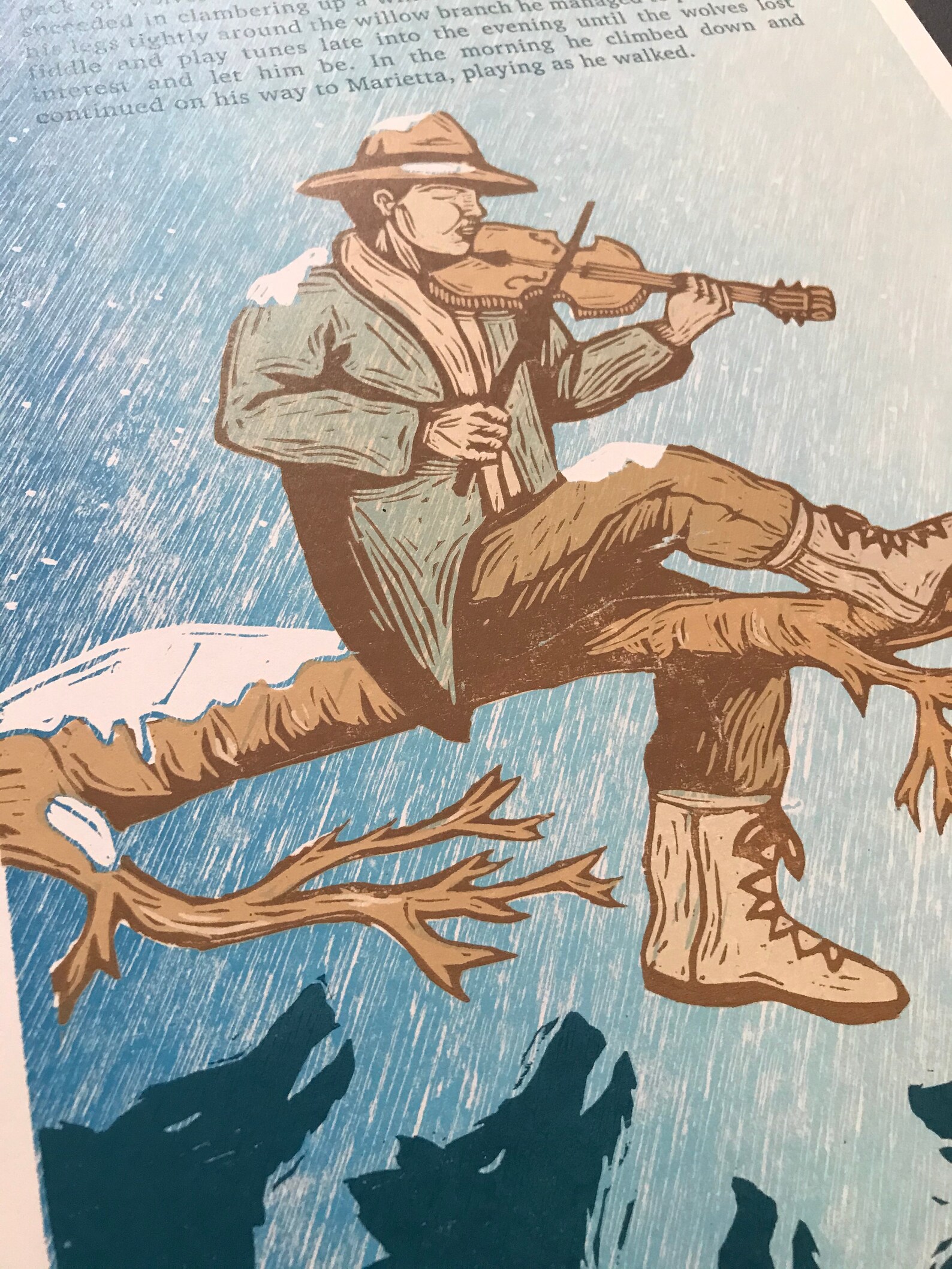 Bagley the Fiddler Woodcut - Etsy