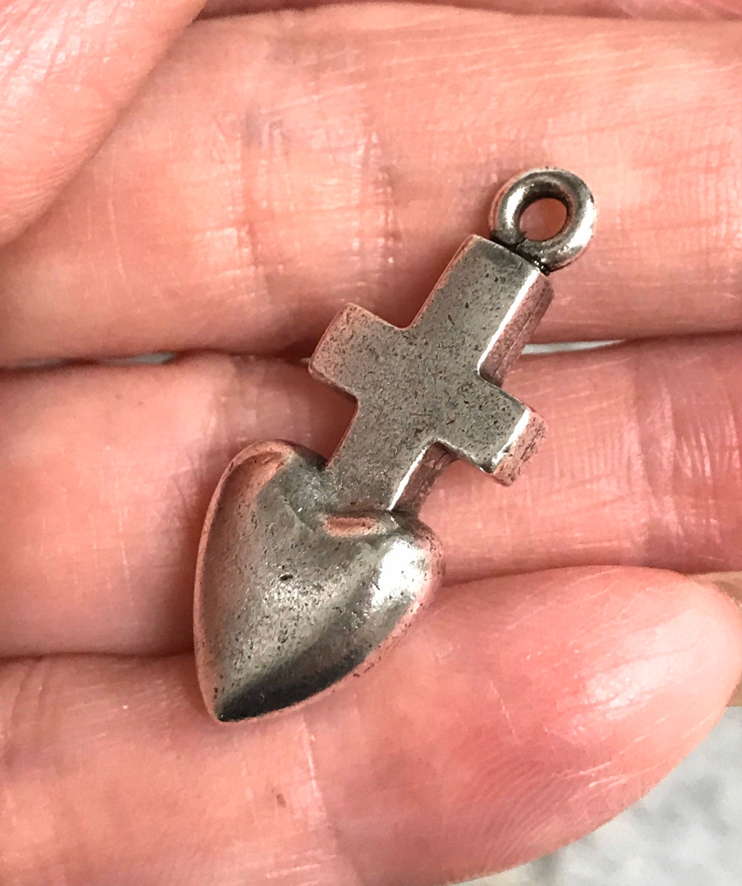 1 Pc Pewter Cross Heart Religious Pendant Altered Art Supplies Jewelry ...