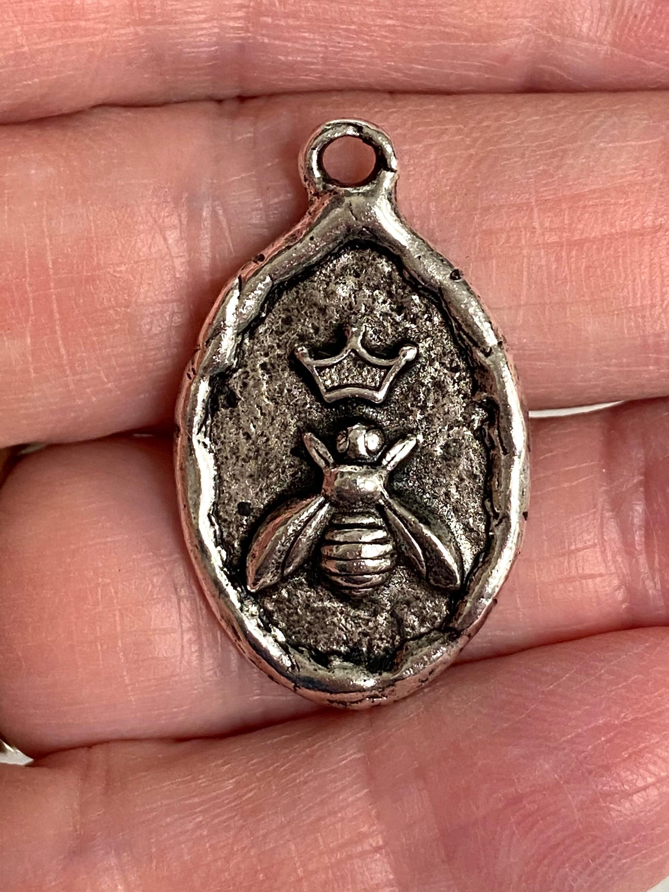 Bee Charm Pendant Bumble Bee Fleur De Lis Jewelry Artisan | Etsy