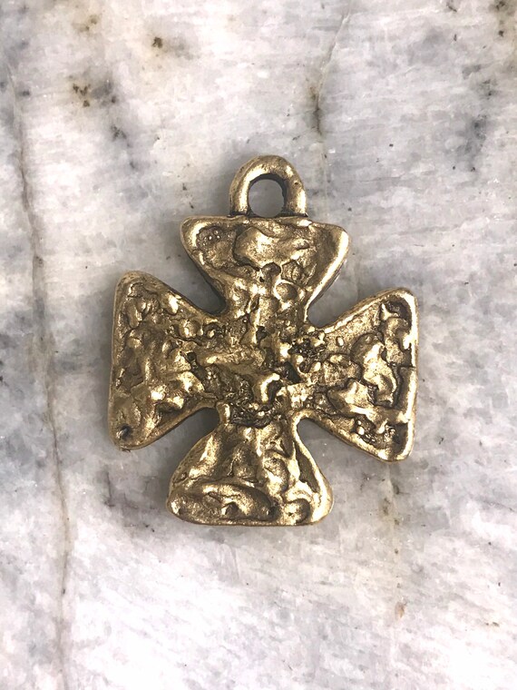 Pewter Cross Rustic Hammered Religious Pendant Cross Rugged | Etsy