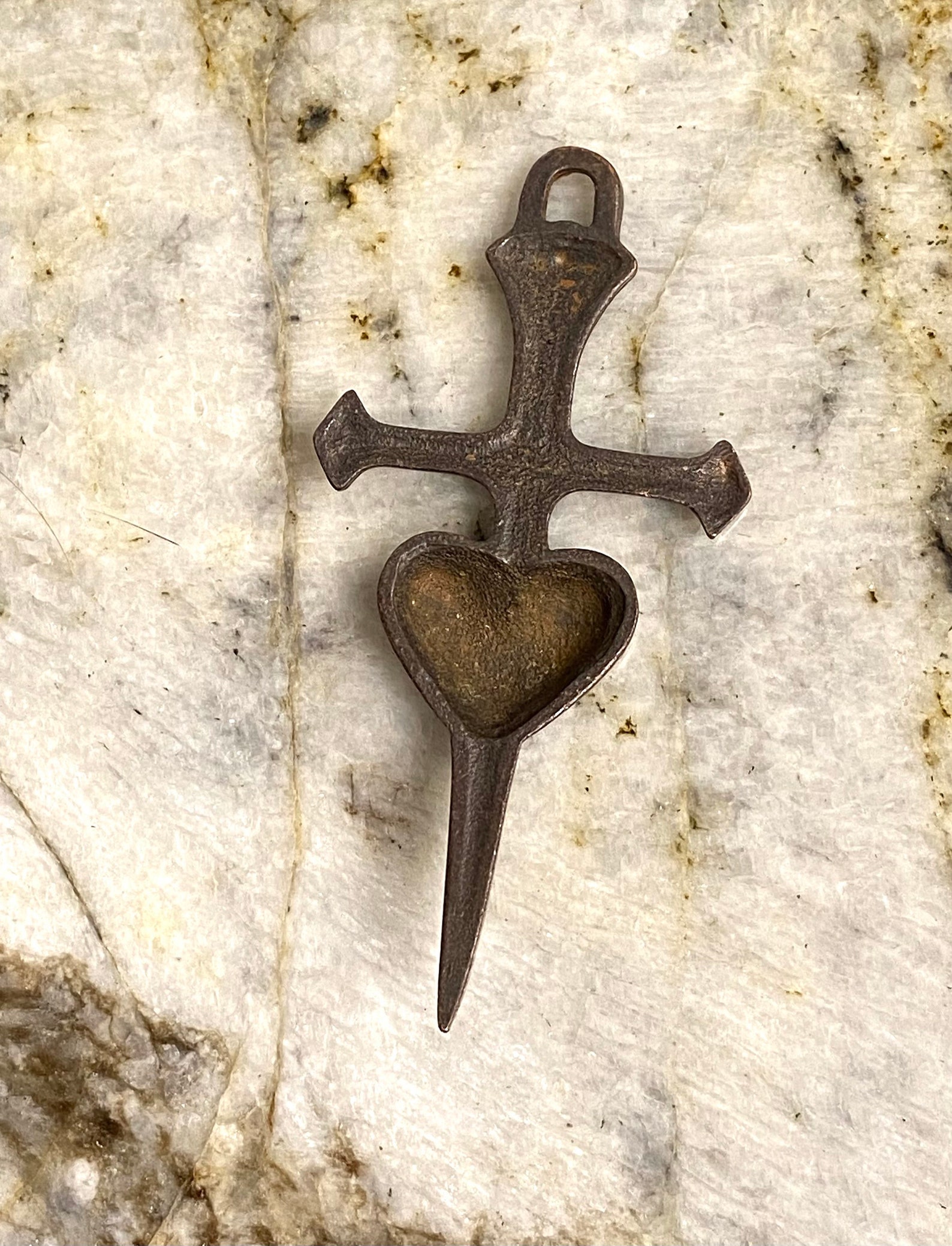 Small Pewter Cross Dagger Heart Sword Pendant Jewelry Supply - Etsy