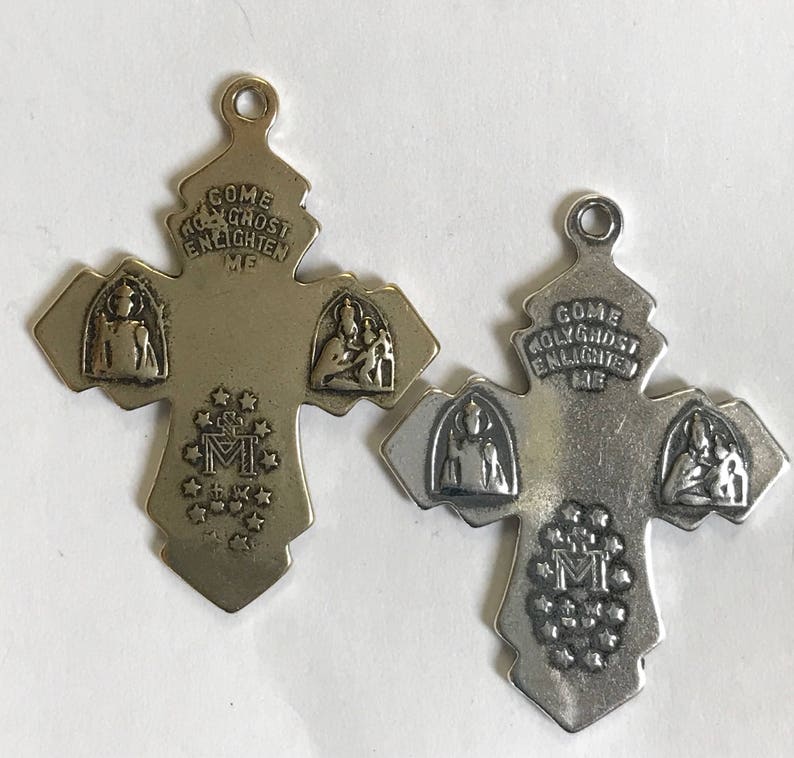 Scapular Miraculous Mary Cross Medal 4 Way Cross Holy Spirit - Etsy