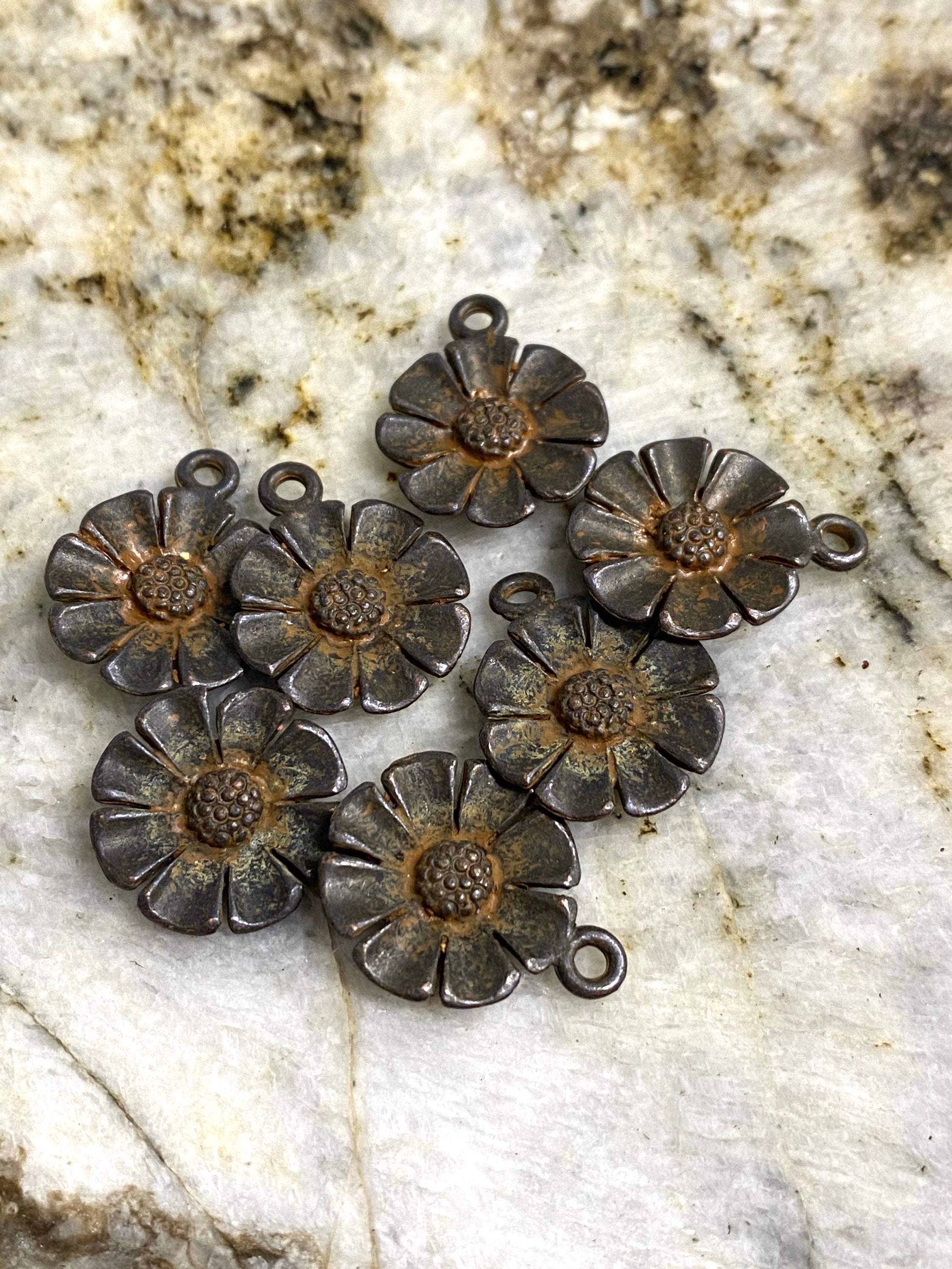 Flower Pewter Charms Pendant Jewelry Rustic Daisy Antique - Etsy Australia