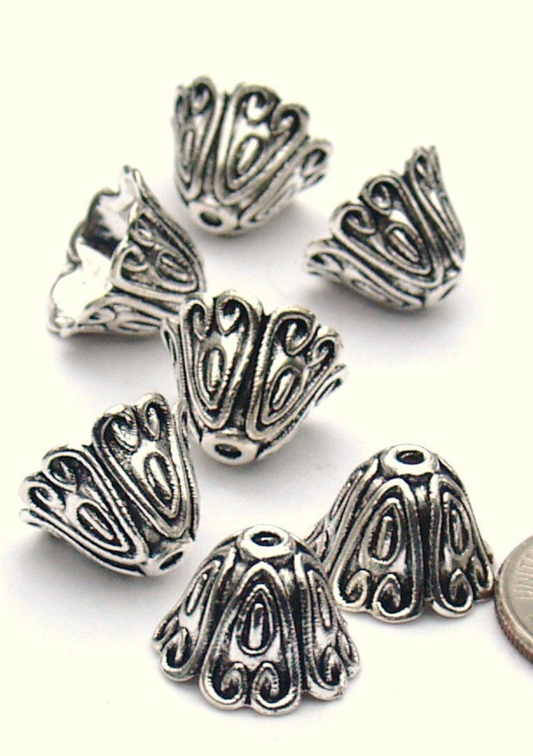 Medium Bell Shape Bead Cap Antique Silver Tibetan Style Bohemian ...