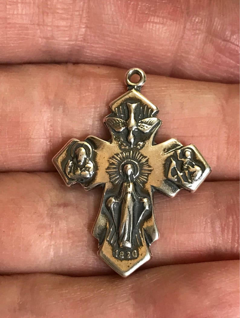 Scapular Miraculous Mary Cross Medal 4 Way Cross Holy Spirit - Etsy