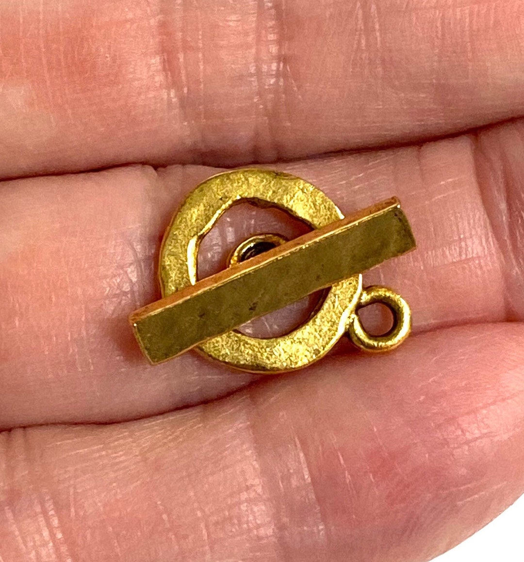 Small Antique Gold Hammered Rustic Toggle Clasps Lead Free Toggle Made ...