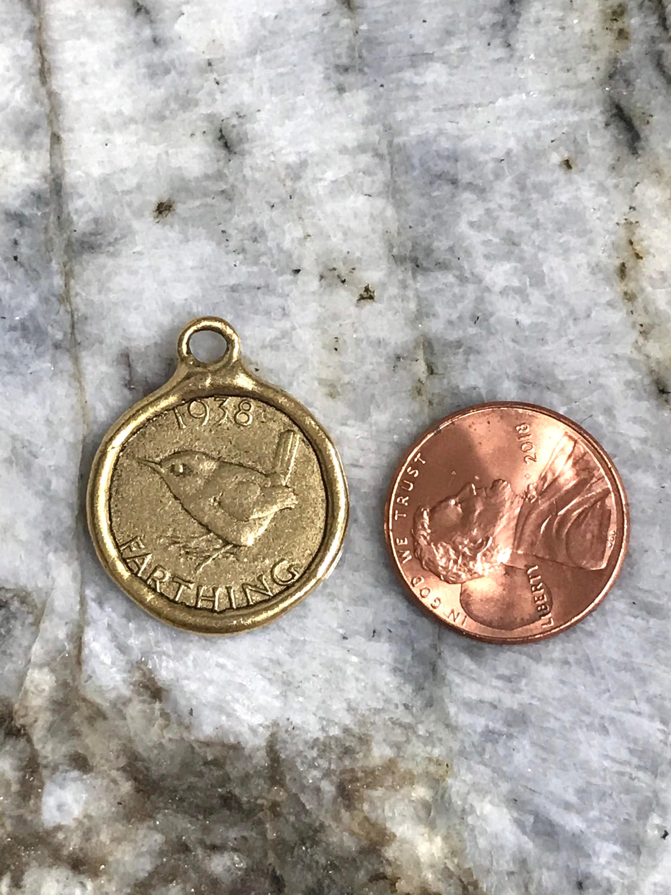 English Farthing Coin Bird REPRODUCTION PEWTER Pendant Artisan - Etsy