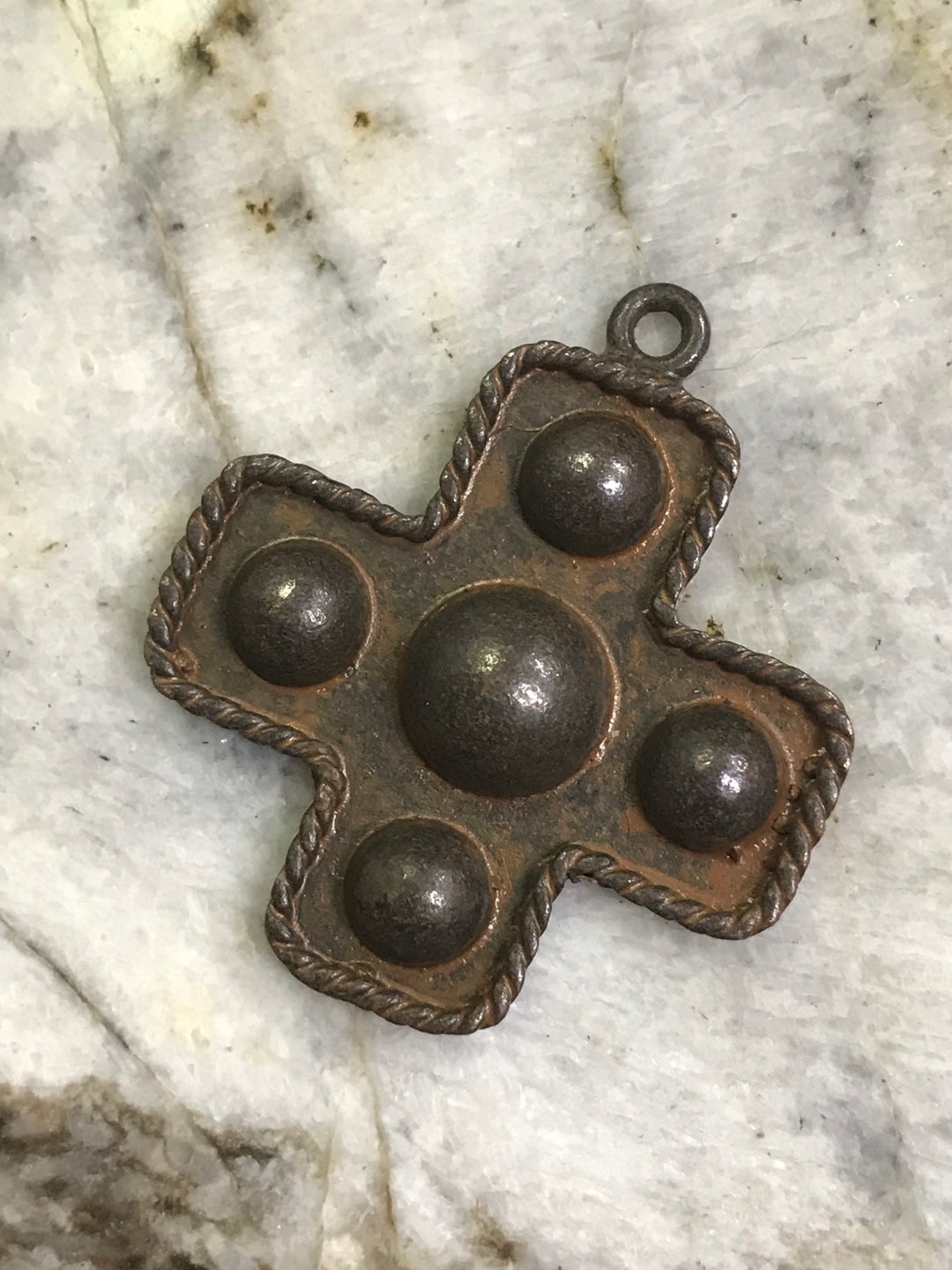 Pewter Cross Religious Rustic Pendant Dot Cross Ornate Altered Art ...
